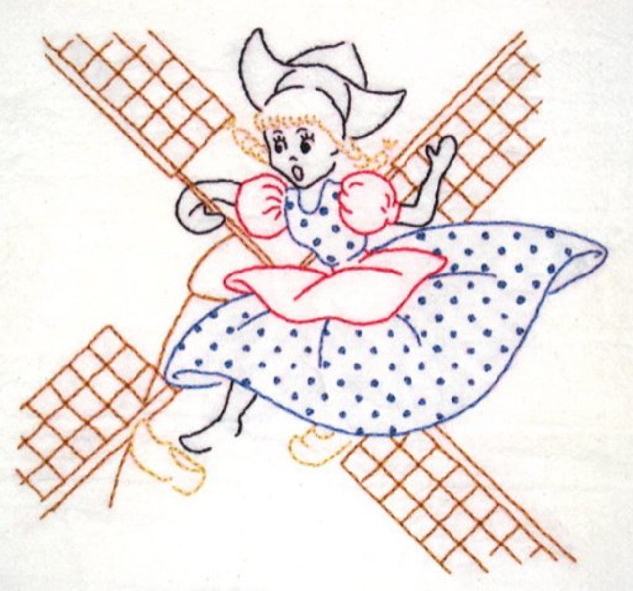 Aunt Martha's #3597 Dutch Girl Tea Towels Embroidery Iron-On Transfer ...