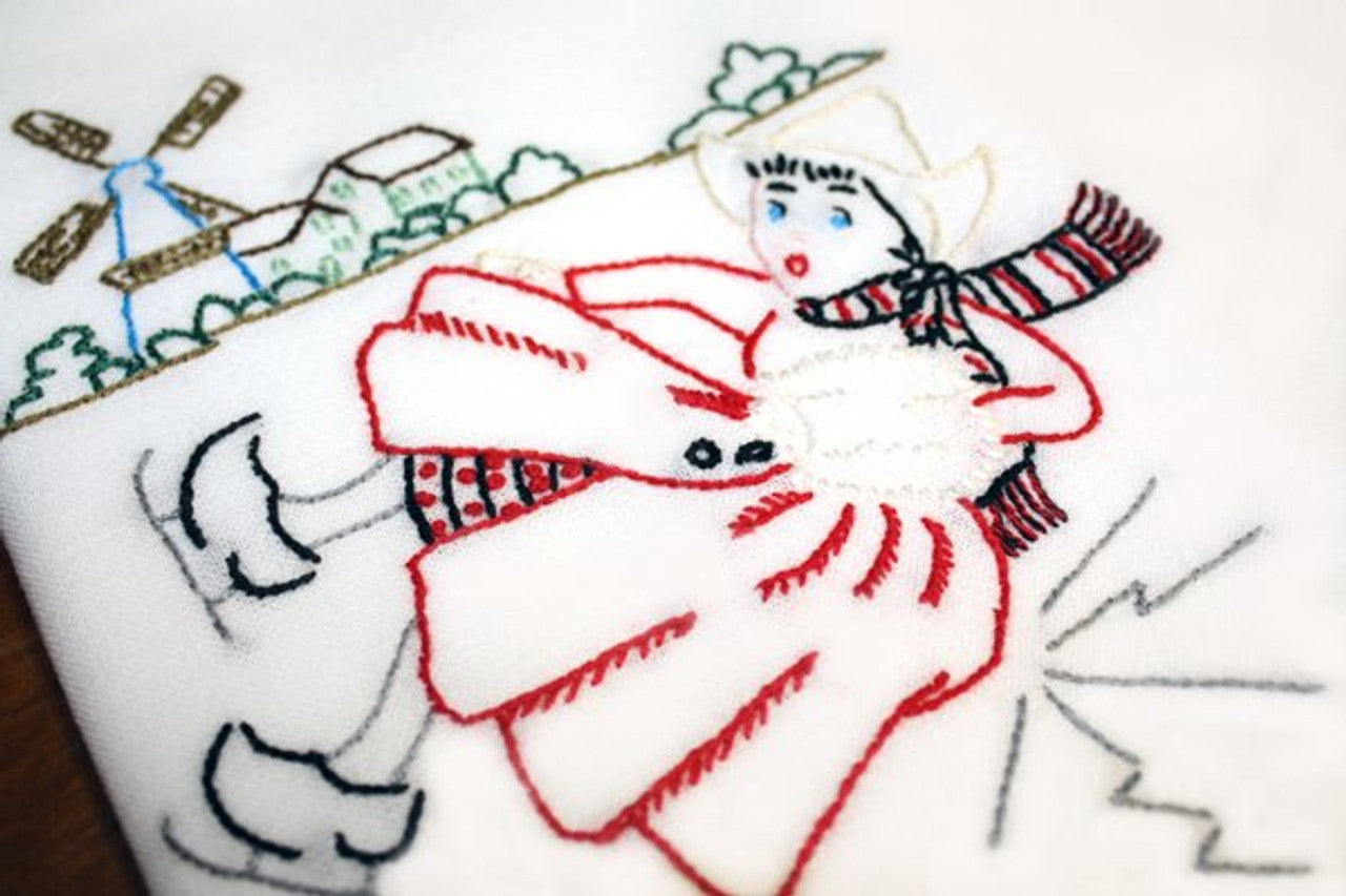 Aunt Martha's #3597 Dutch Girl Tea Towels Embroidery Iron-On Transfer ...