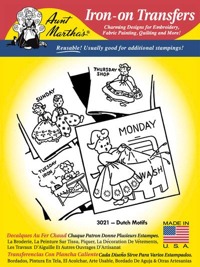 Dutch Motifs #3021 – Aunt Martha’s® Days of the Week Embroidery ...